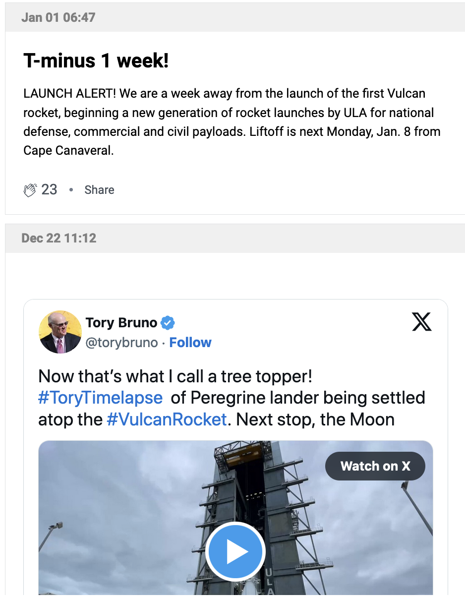 UPDATE 4: L-2 as ULA preps for launch of Vulcan rocket – SatNews