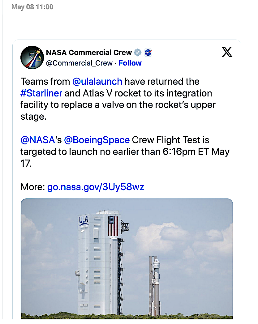 ULA’s UPDATE valve vibration and launching NASA’s Boeing Crew Flight ...